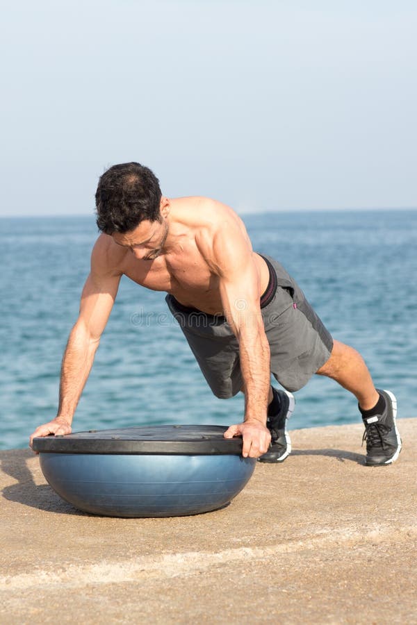 Push Ups on plattform stock photo. Image of dome, flexibility - 47606684