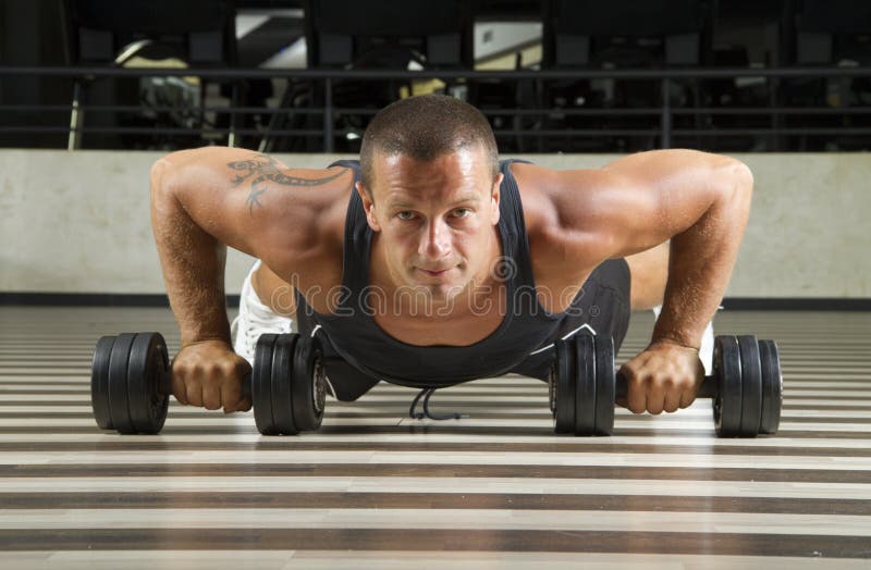 Push Ups Leaning on Weigths Stock Image - Image of eyes, healthy: 21213279