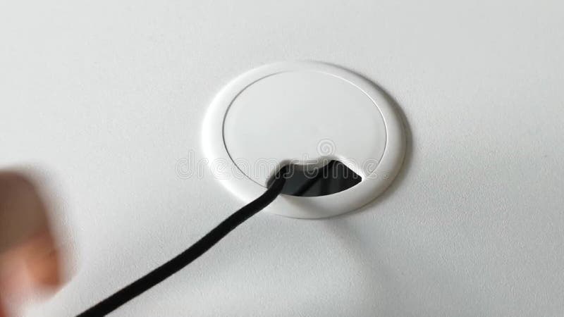 Push the Wire into the Hole for Electric Wire and Cable on Computer ...