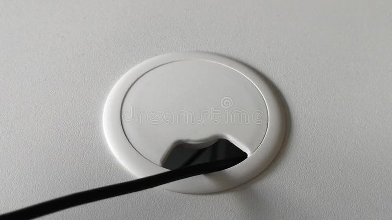 Push the Wire into the Hole for Electric Wire and Cable on Computer ...