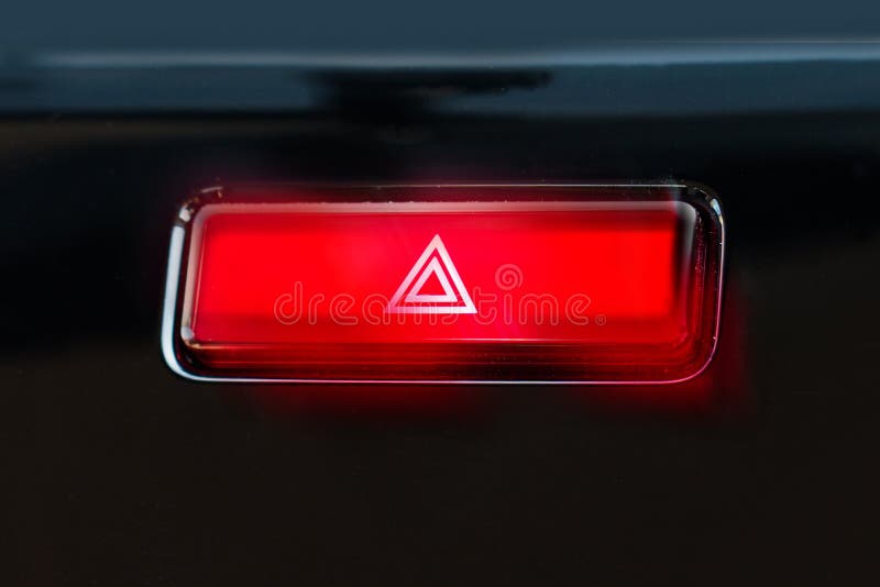 Pushed Red Warning Button with Triangle Pictogram and Flasher Li Stock ...
