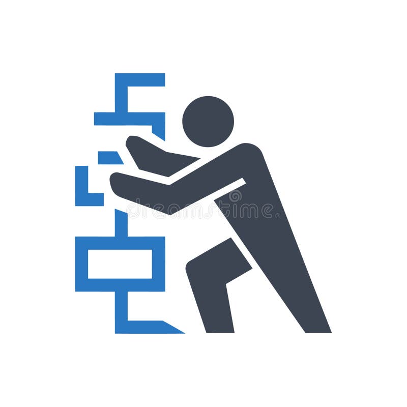 Pushing Against Barrier Icon Stock Illustration - Illustration of ...