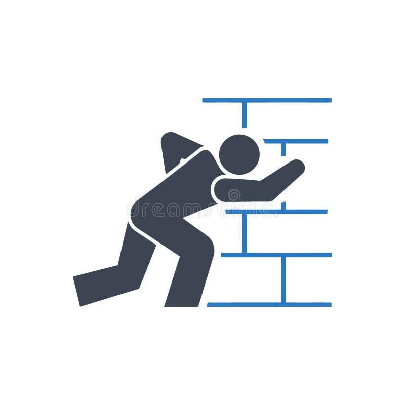Pushing Against Wall Icon stock illustration. Illustration of ...