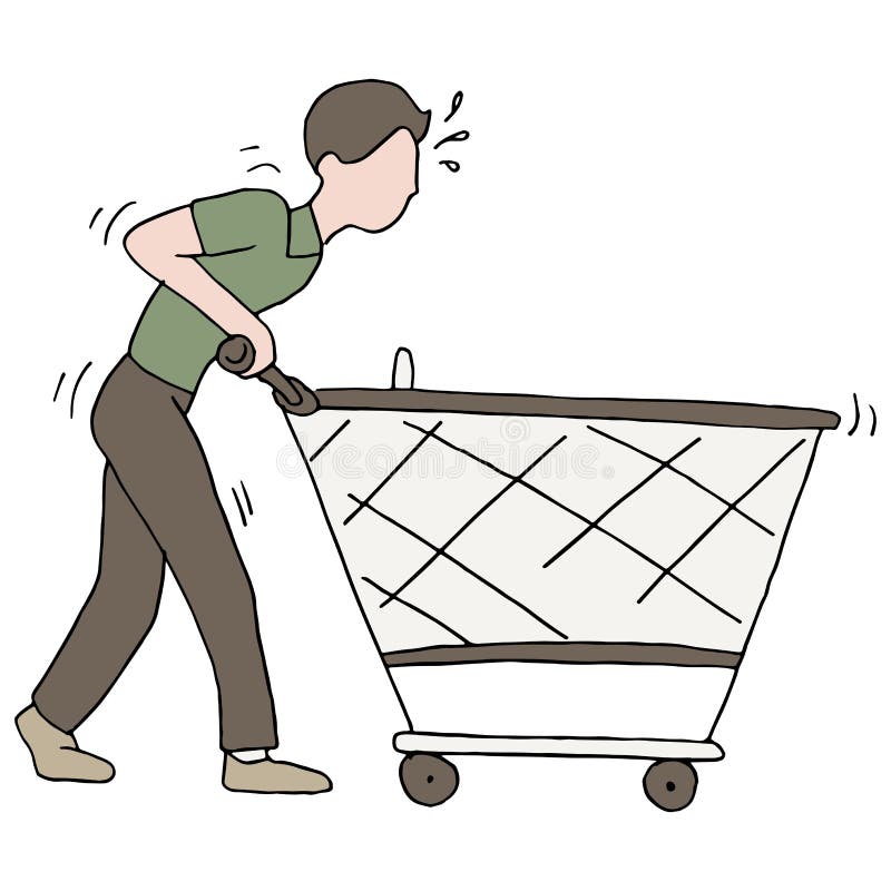 Pushing Broken Shopping Cart Stock Vector - Illustration of white, cart ...