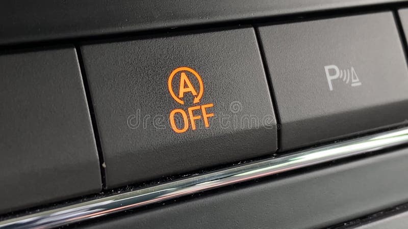 Pushing the Button To Disable the Start-stop System of the Car Close-up ...