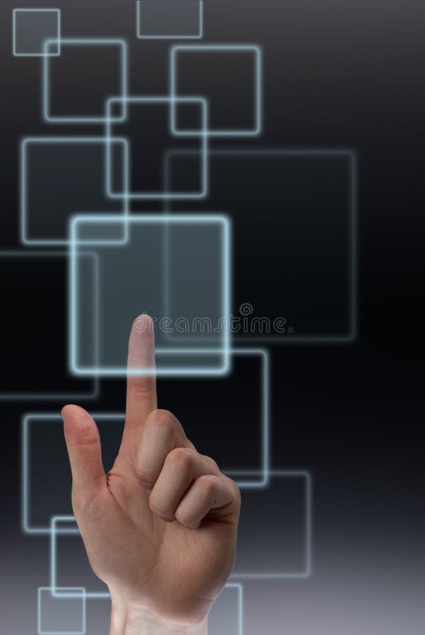 Pushing a Button on Touch Screen Stock Photo - Image of cyberspace ...