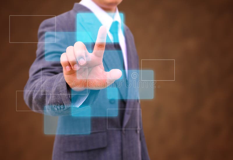 Business Man Pushing a Play Button Stock Photo - Image of people, pause ...