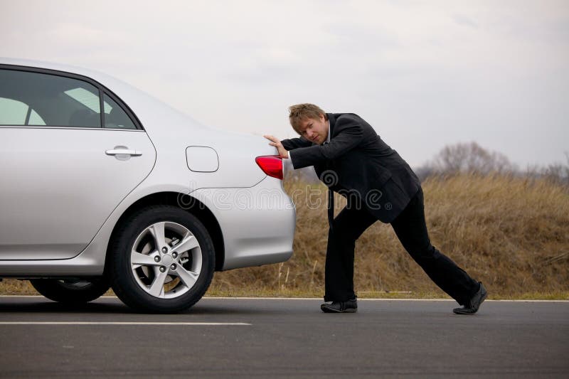 Pushing car stock image. Image of drive, hard, help, roadside - 35091399