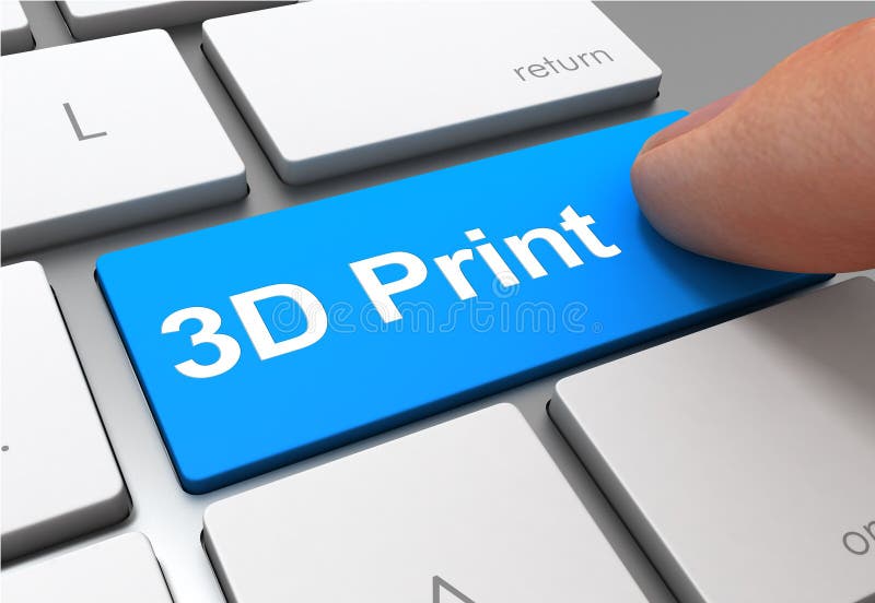 3d Print Button Concept 3d Illustration Stock Illustration ...