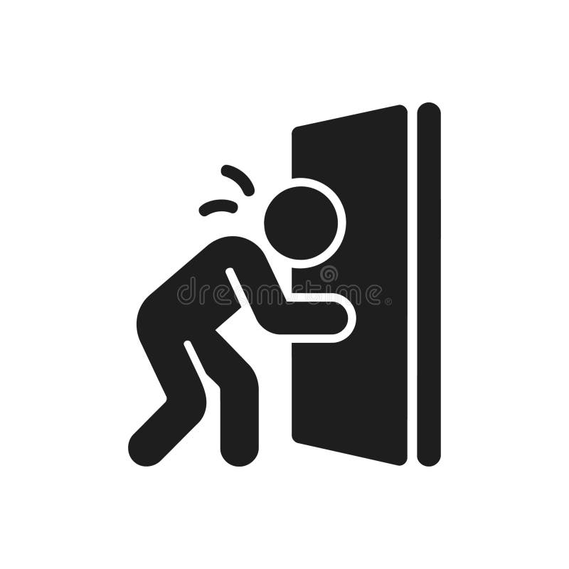 Pushing Door Icon stock vector. Illustration of effort - 361856492