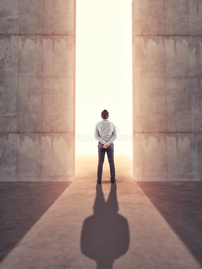Man Standing In Front Of The Huge Gate Stock Photo - Image of business ...