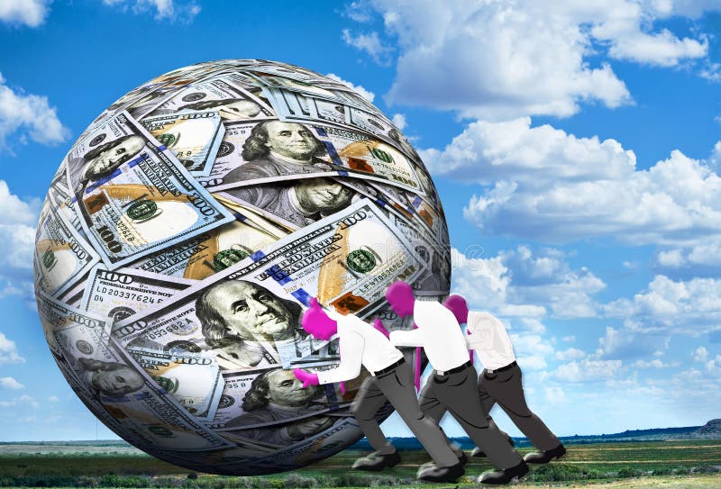 Pushing Money Ball. stock photo. Image of business, passion - 95688504