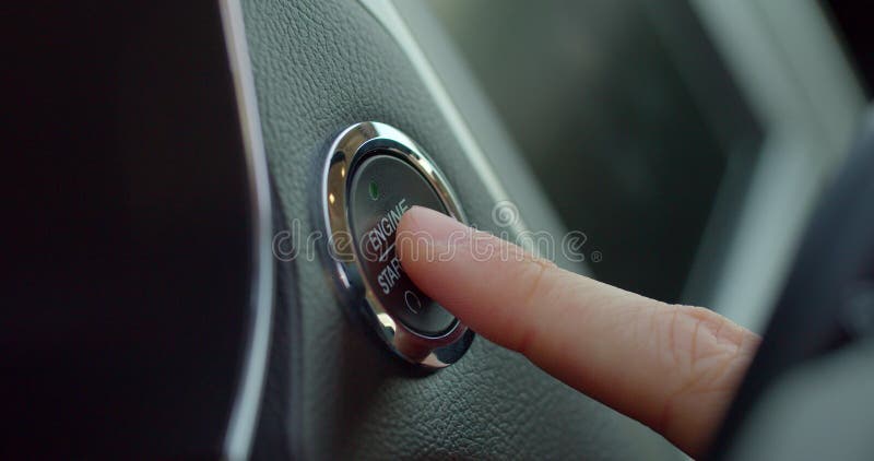 Pushing Power Ignition Button To Start Keyless Ignition Hybrid Car ...