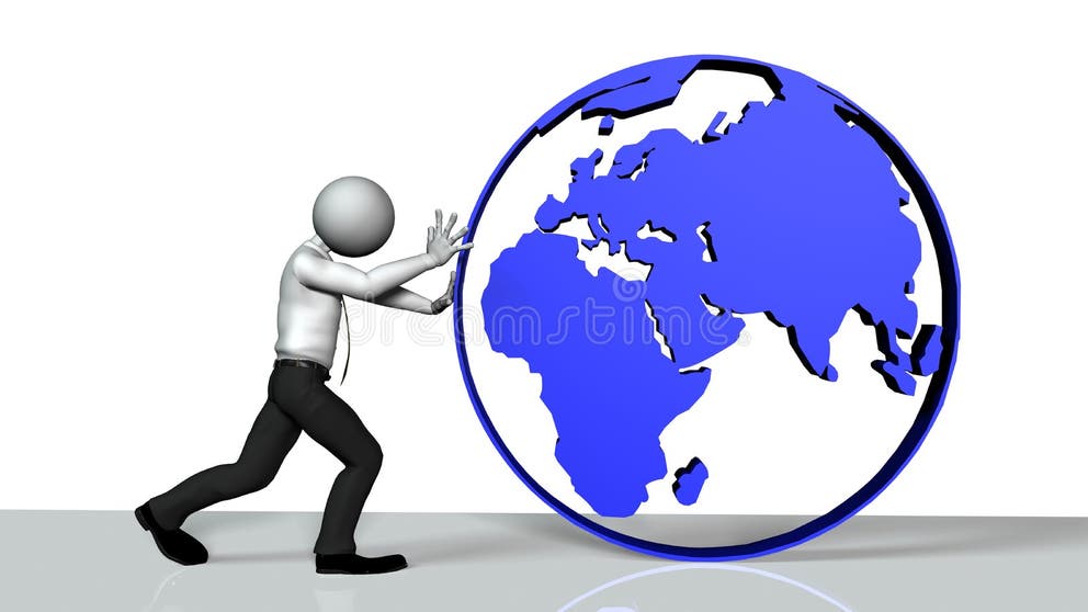 Pushing the world stock illustration. Illustration of globe - 11834199