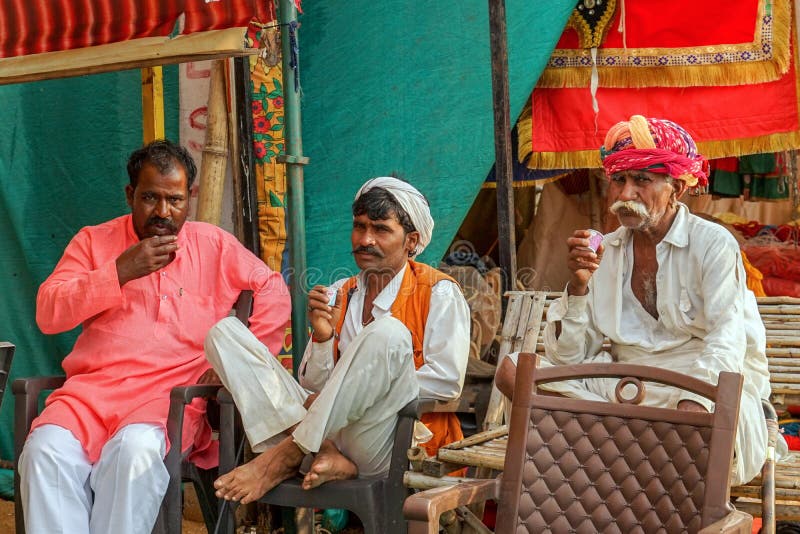 Rajasthani Men Sip Chai Tea at the Pushkar Fair, Rajasthan, India ...