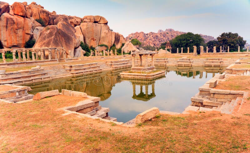 The Pushkarni, A Temple Pond At Hampi Royalty Free Stock Photography ...