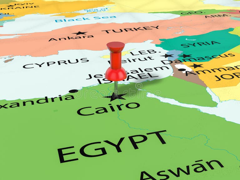 Pushpin on Cairo map stock illustration. Illustration of cartography ...
