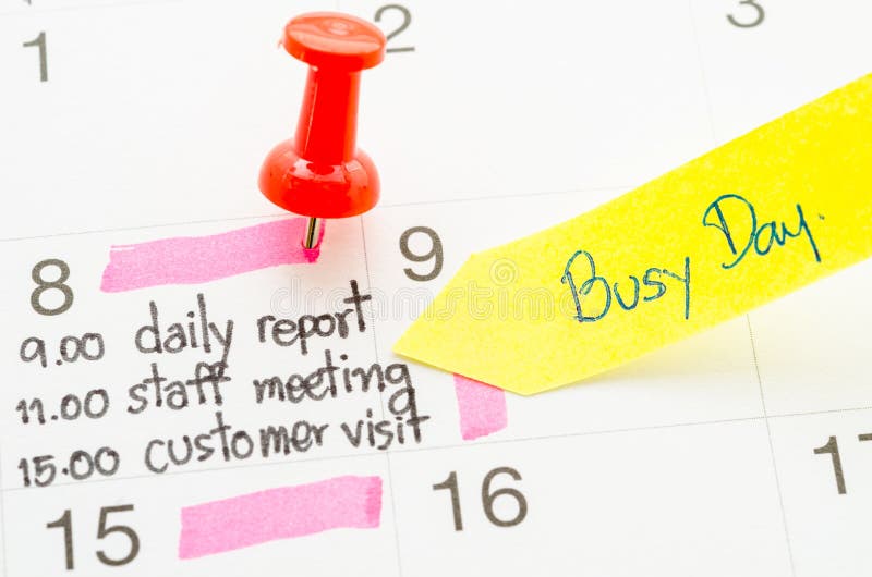 Busy Day Overworked Schedule. Stock Image - Image of meeting, diary ...