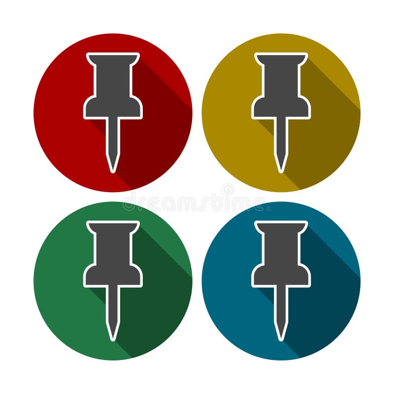 Pushpin Icons - Attach, Mark, Office Concept Stock Vector ...