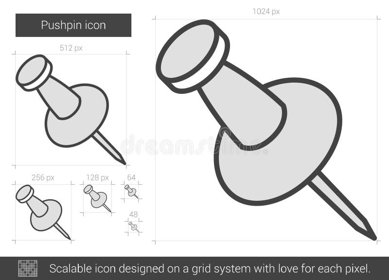 Pushpin line icon. stock vector. Illustration of connect - 80686443