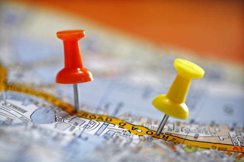 Pushpin on map stock photo. Image of push, close, horizontal - 19010692