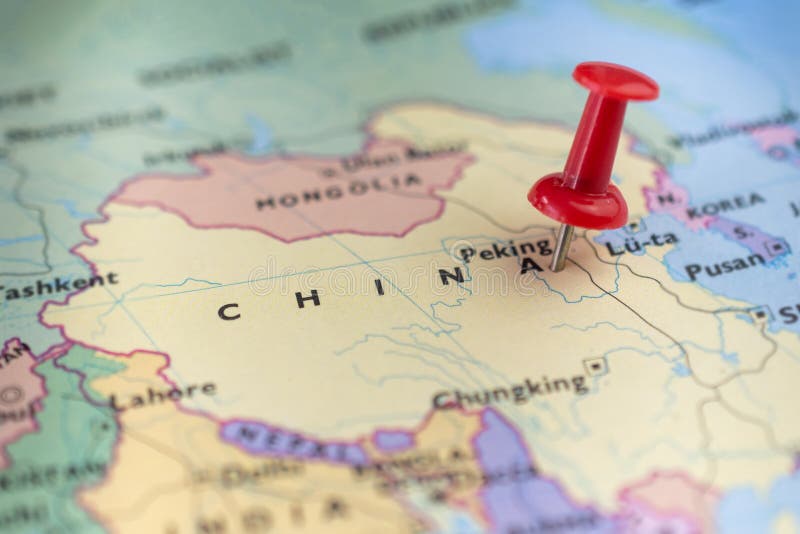 Pushpin Marking the Location on the China Map Stock Photo - Image of ...