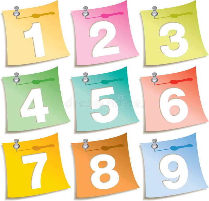 Pushpin notes with numbers stock vector. Illustration of format - 27190384