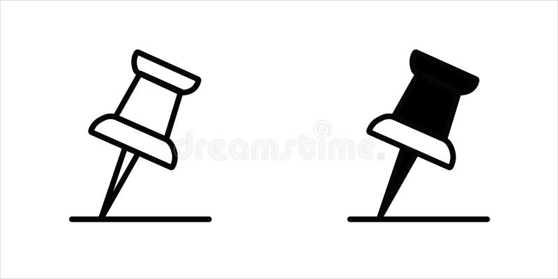 Pushpin Pinned Item Reminder Outline Icon Stock Vector - Illustration ...