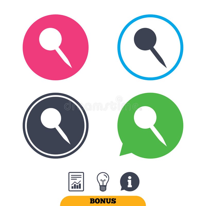 Pushpin Sign Icon. Pin Button Stock Vector - Illustration of info, seal ...