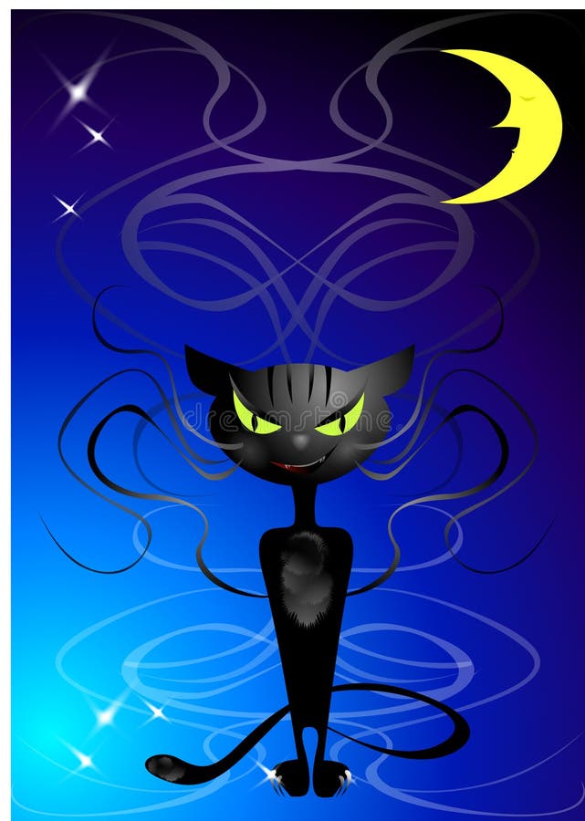 Cat with evil smile... stock vector. Illustration of green - 1454336