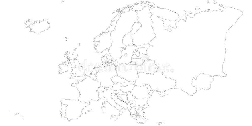 Pusta kontur mapa Europa ilustracja wektor. Ilustracja złożonej z ...