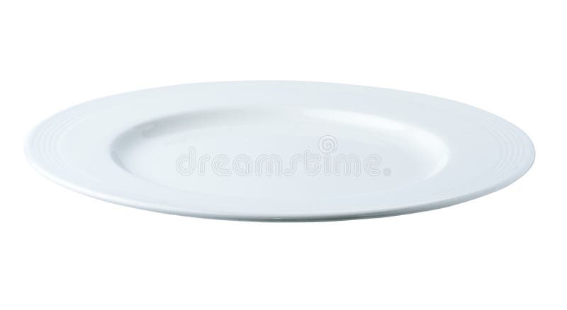 Pusty Biały Ceramiczny Talerz Na Błękitnej Pielusze W Małych Białych ...