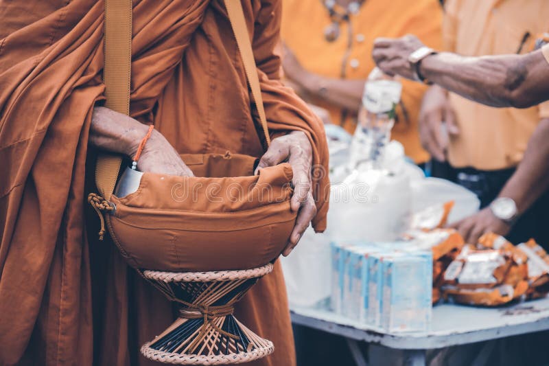 Make Merit Make Offerings To the Monk in Buddhism Stock Photo - Image ...