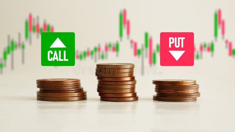 PUT and CALL Button on Binary Option Background with Candlestick Chart ...