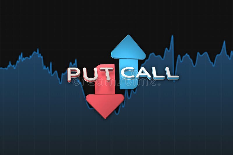 Put and Call Color Arrows Binary Option Chart on Black. 3D Illustration ...