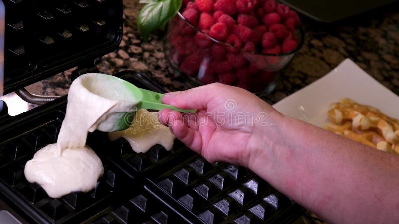 Put the Liquid Dough for Viennese Waffles into a Round, Miniature ...
