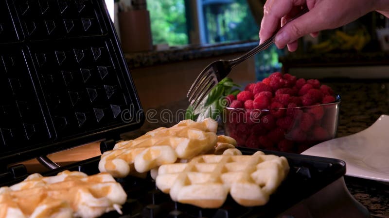 Put the Liquid Dough for Viennese Waffles into a Round, Miniature ...
