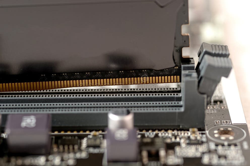 Put memory to slot stock photo. Image of technology, work - 97426780