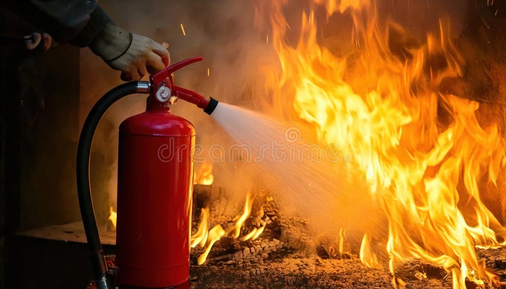 Put Out a Fire with a Fire Extinguisher Stock Illustration ...