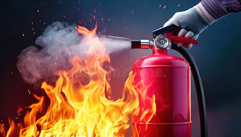 Put Out a Fire with a Fire Extinguisher Stock Illustration ...