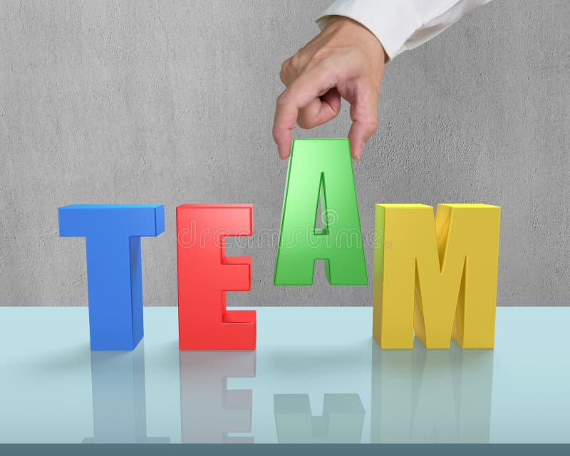 Put TEAM Together on Glass Table Stock Photo - Image of letter ...