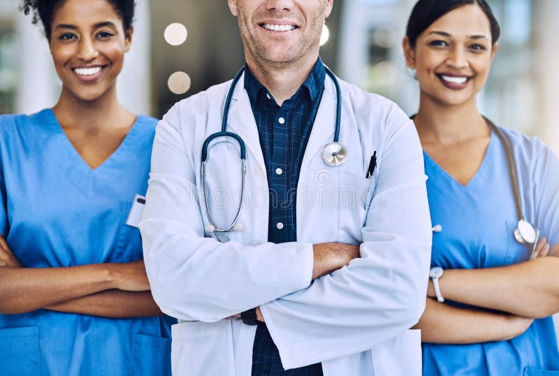 We always Put Your Health First. Three Medical Practitioners Standing ...
