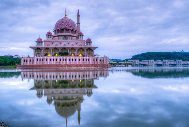 Putra Mosque stock photo. Image of dawn, beauty, trees - 64602412
