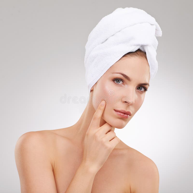 She Puts Her Face First. Cropped Studio Shot of a Beautiful Woman ...