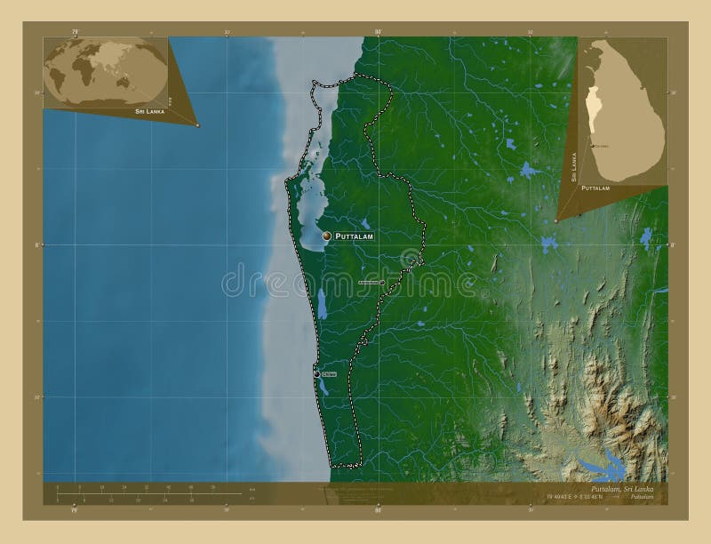 Puttalam, Sri Lanka. Physical. Labelled Points of Cities Stock ...
