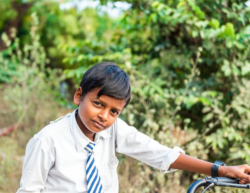 PUTTAPARTHI, INDIA - NOVEMBER 29, 2018: Indian Boy in School Uniform ...