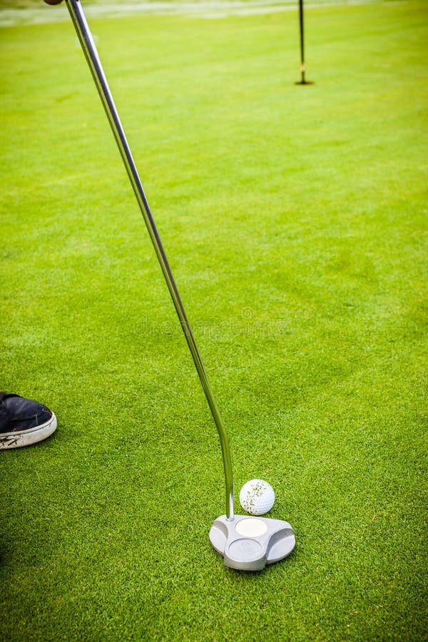 Putter hit stock photo. Image of finish, lawn, golfball - 62528842