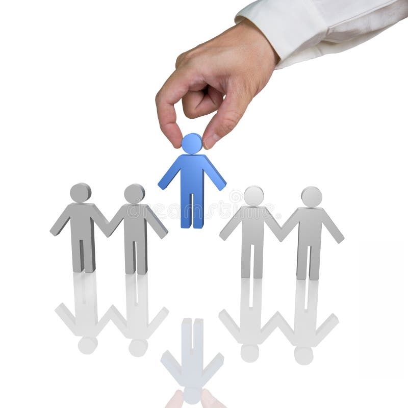 Blue 3D People in First Position of Arrow Shape Stock Illustration ...