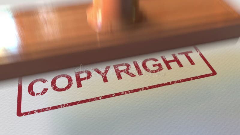 Putting COPYRIGHT Rubber Stamp on the Paper. 3D Rendering Stock ...