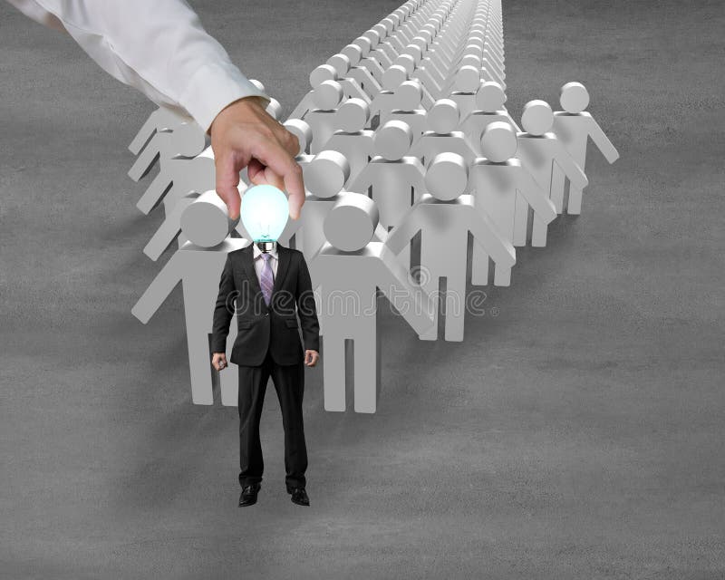 Putting Lamp Head Man in Front of Arrow Stock Illustration ...